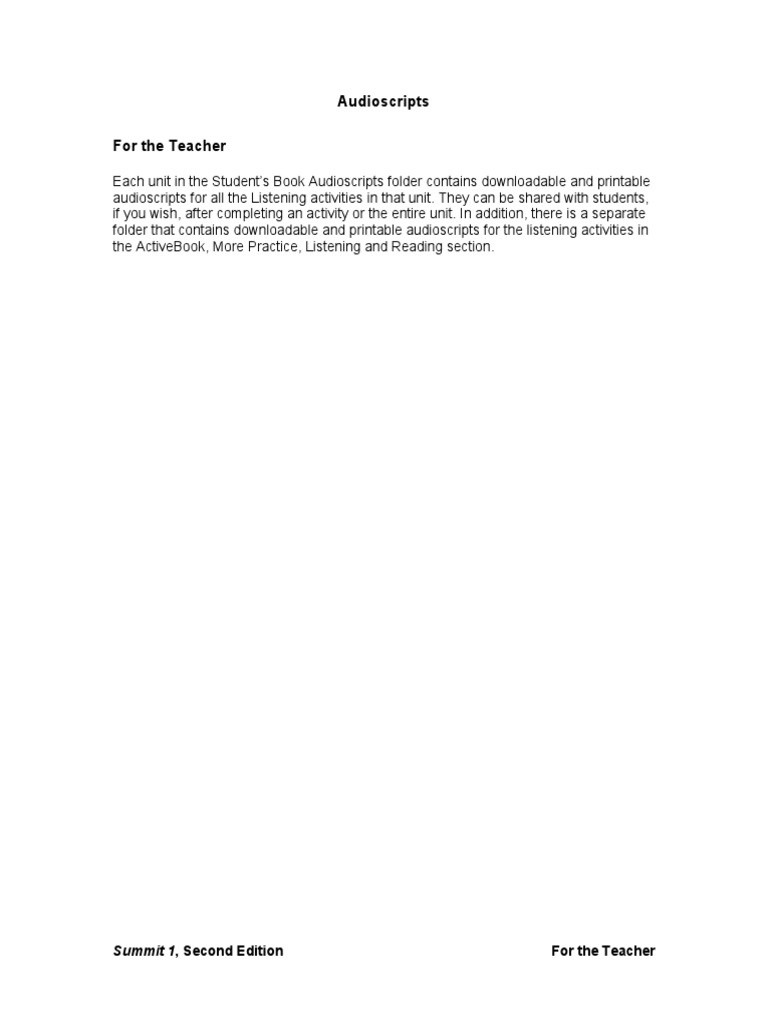 Audioscripts: Summit 1, Second Edition | PDF