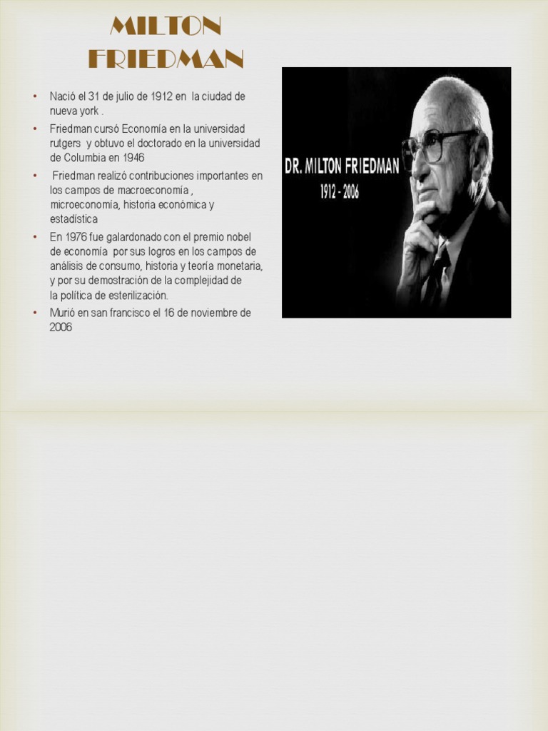 Diapositivas Microeconomia Milton Fridman | Monetarismo | Milton Friedman