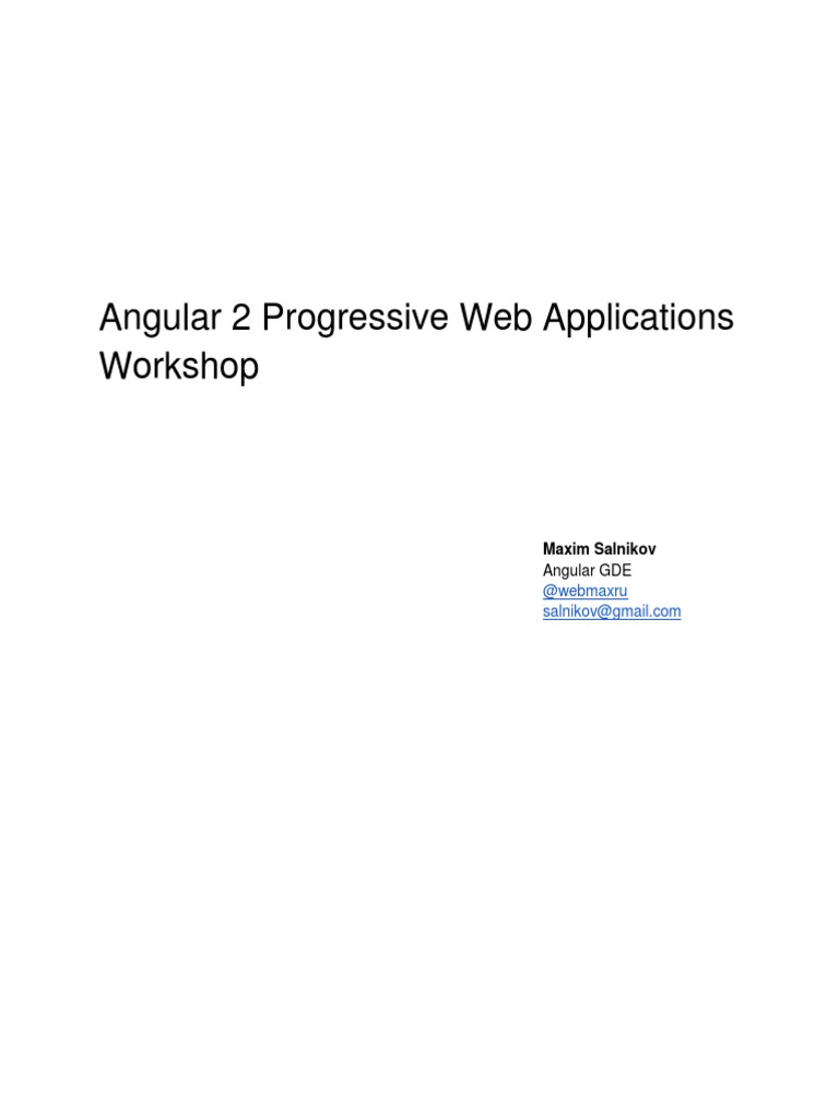 Angular 2 Pwa Workshop Pdf Hypertext Transfer Protocol World Wide Web