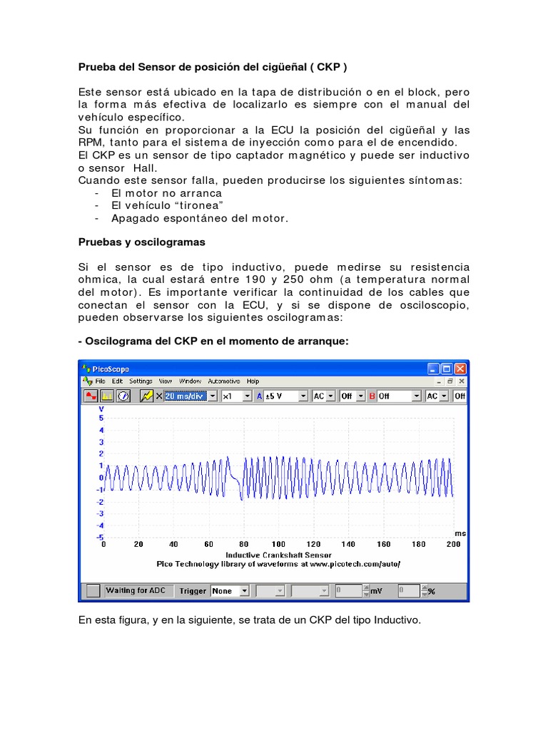 Prueba y diagnóstico del sensor CKP | PDF | Electromagnetismo | Ingenieria Eléctrica