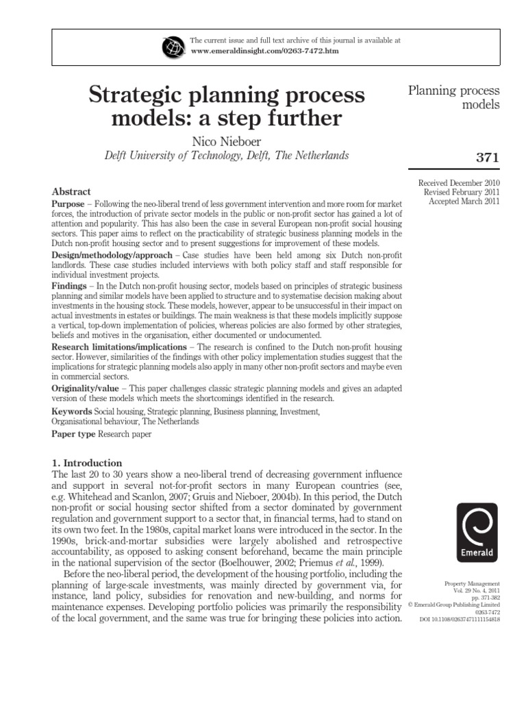 Strategic Planning Process Models: A Step Further | PDF | Public ...