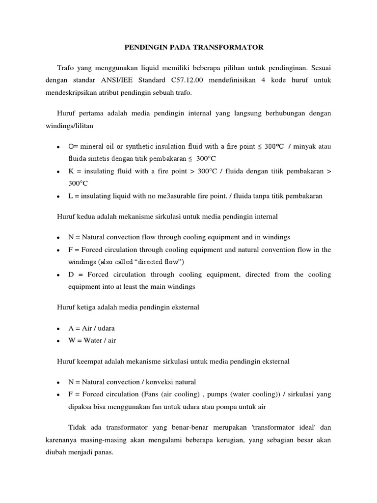 Pendingin Pada Trafo | PDF