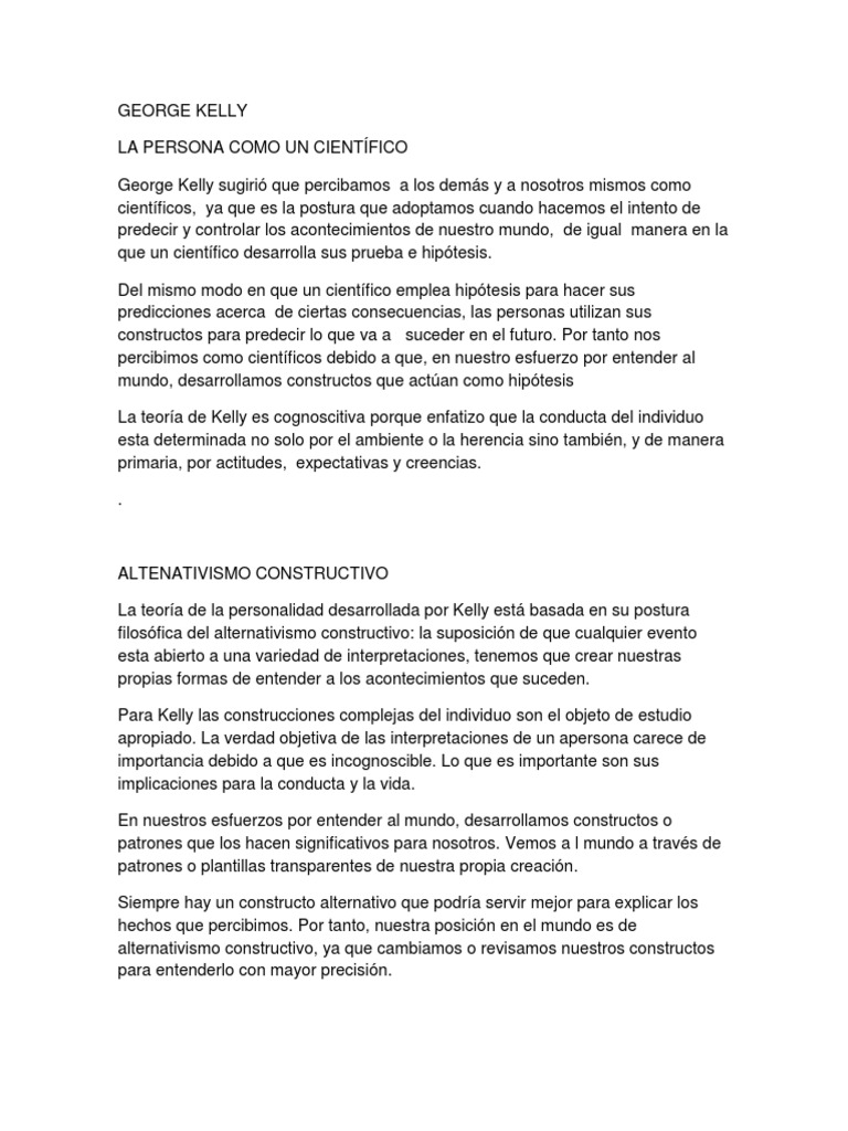 George Kelly | Descargar gratis PDF | Comportamiento | Psicoterapia