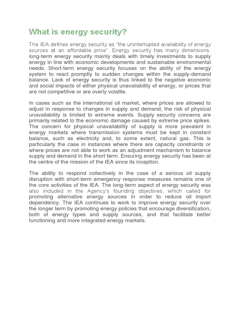 What Is Energy Security | PDF