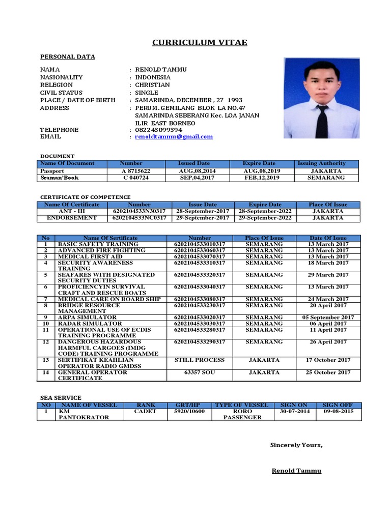 Curriculum Vitae (CV Wawan) | PDF | Ships | Water Transport