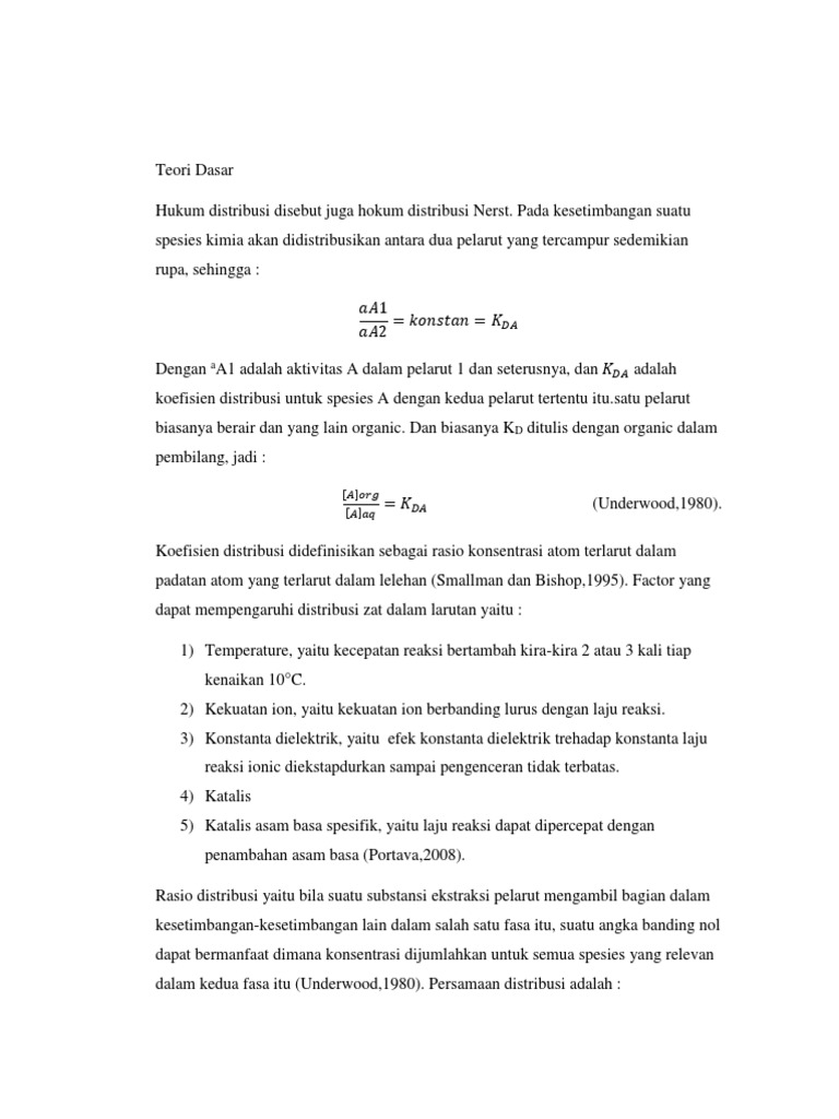 Teori Dasar Koefisien Distribusi | PDF