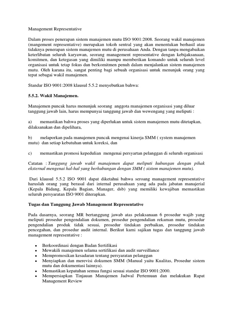 Management Representative | PDF