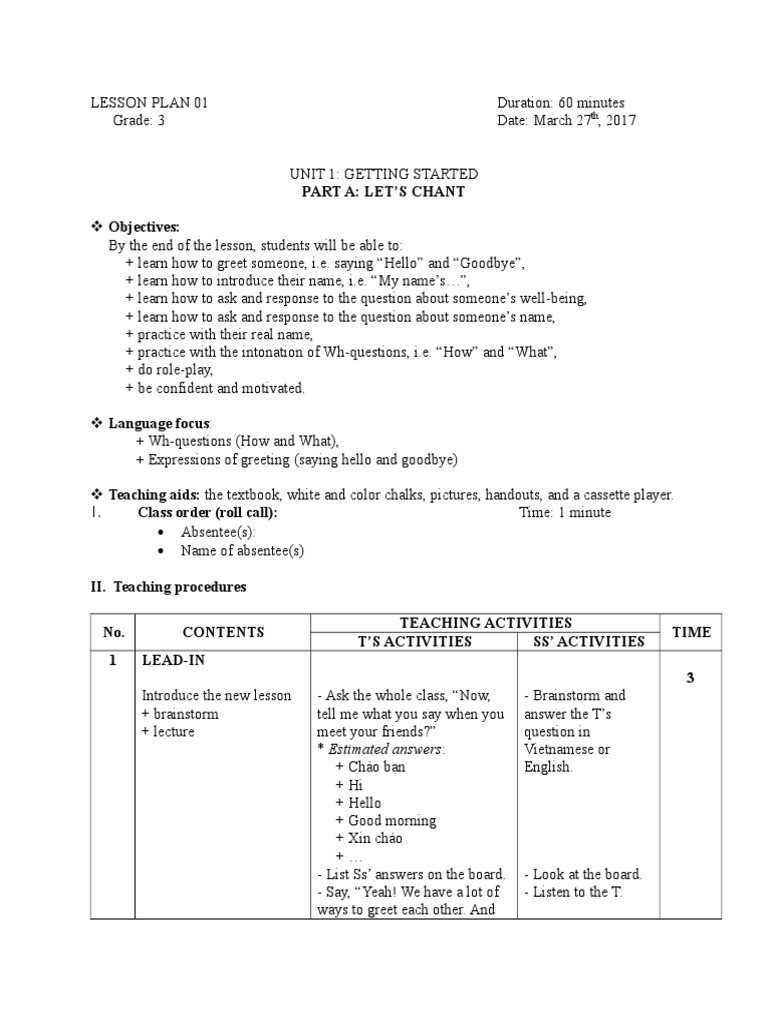 Teaching English Greetings with Songs | PDF | Question | Lesson Plan