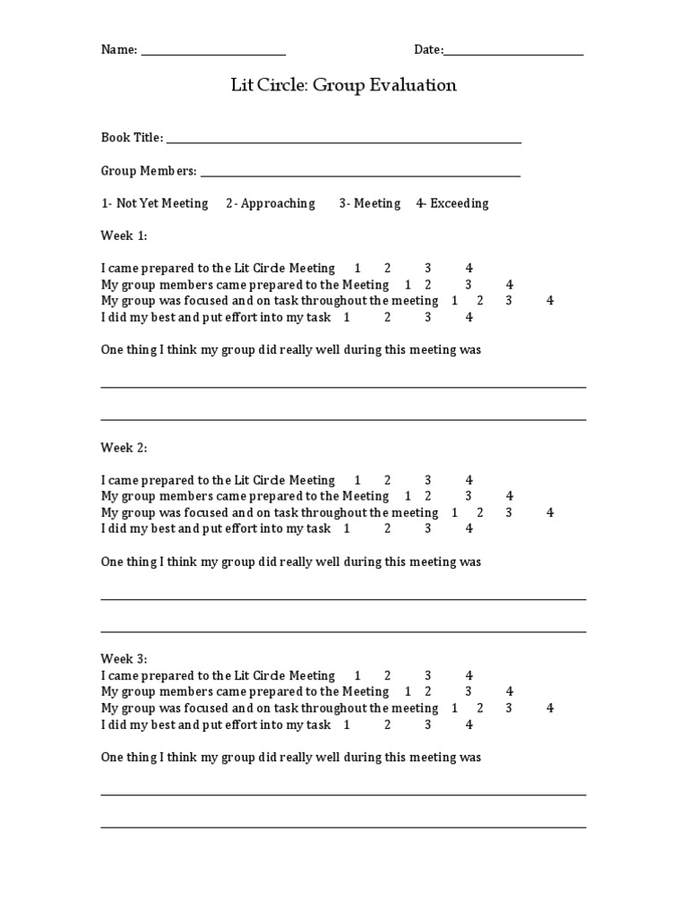 Lit Circle Eval Pdf