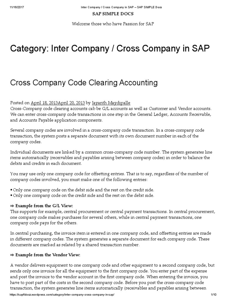 SAP Cross-Company Code Transactions | PDF | Accounts Payable | Debits ...