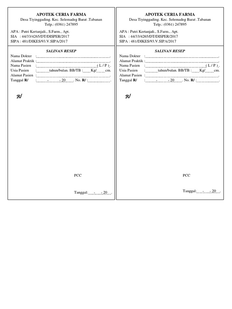 Copy Resep Dan Etiket | PDF | Kesehatan Holistik