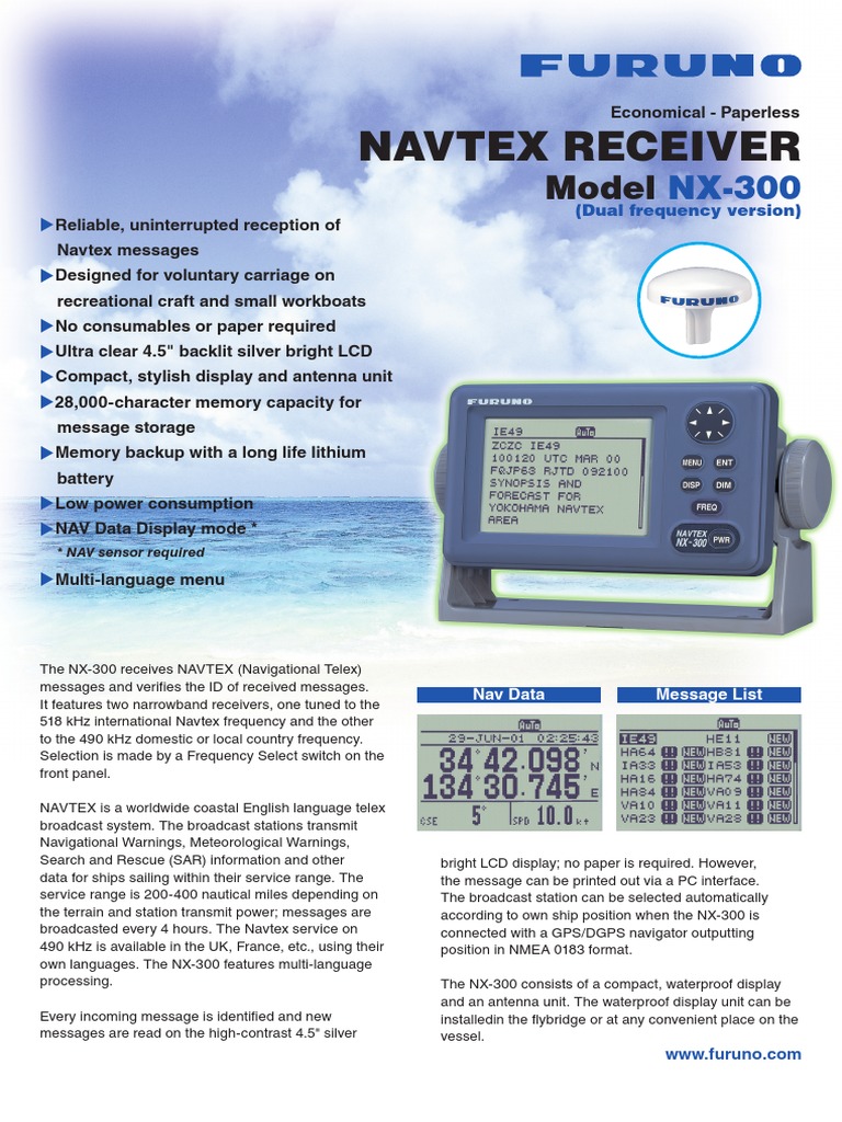 Furuno NX-300 Navtex Receiver | PDF | Electronics | Telecommunications