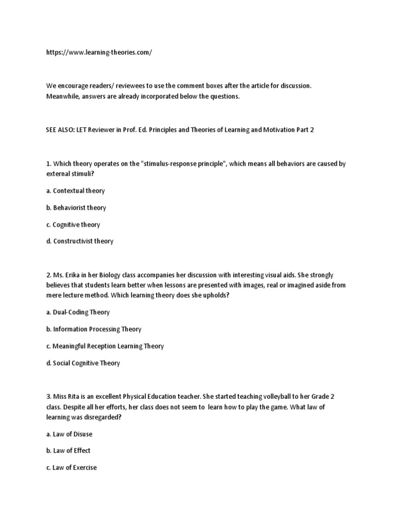 Let Reviewer | PDF | Learning Theory (Education) | Constructivism ...