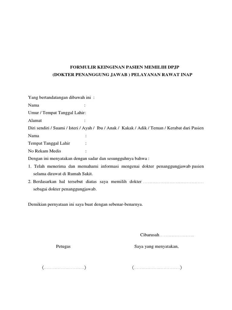 Form Permintaan DPJP | PDF