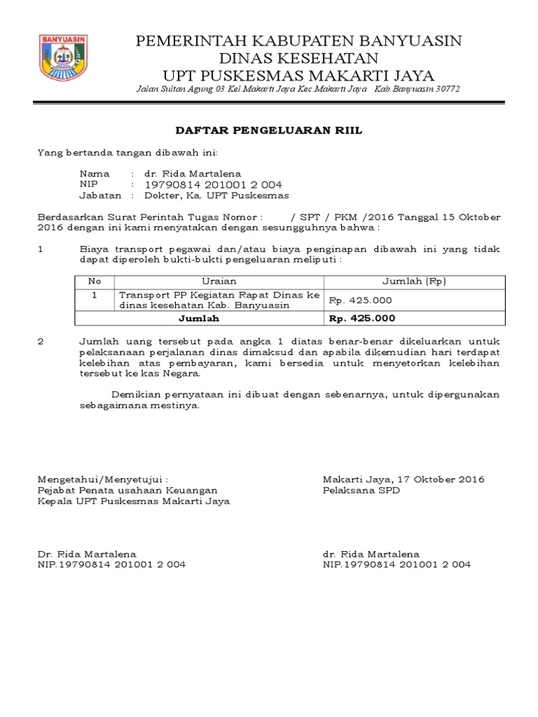 Bukti Pengeluaran Riil | PDF