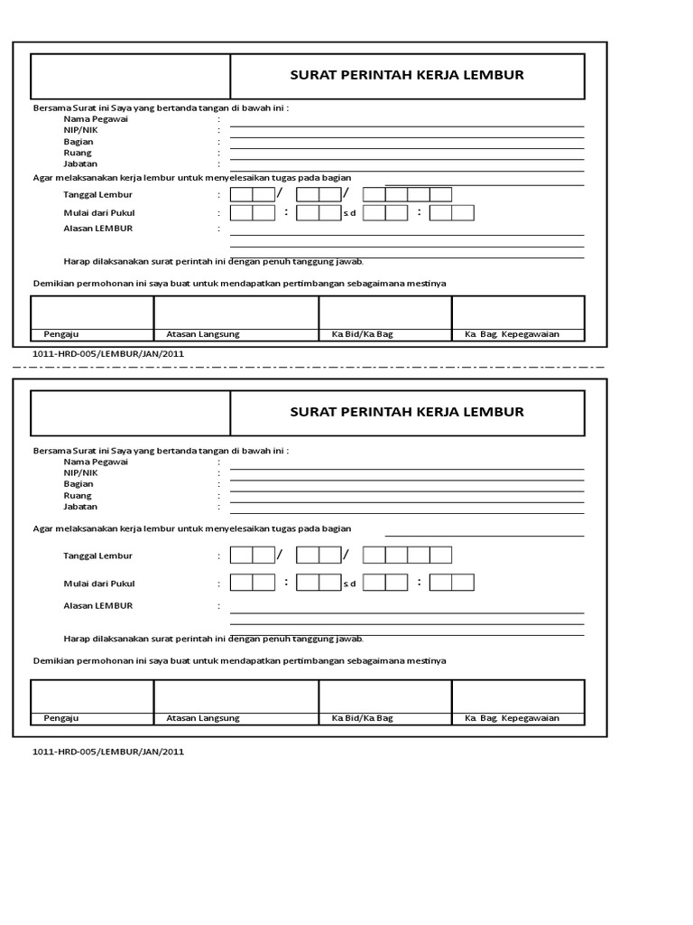Form - Pengajuan Lembur | PDF