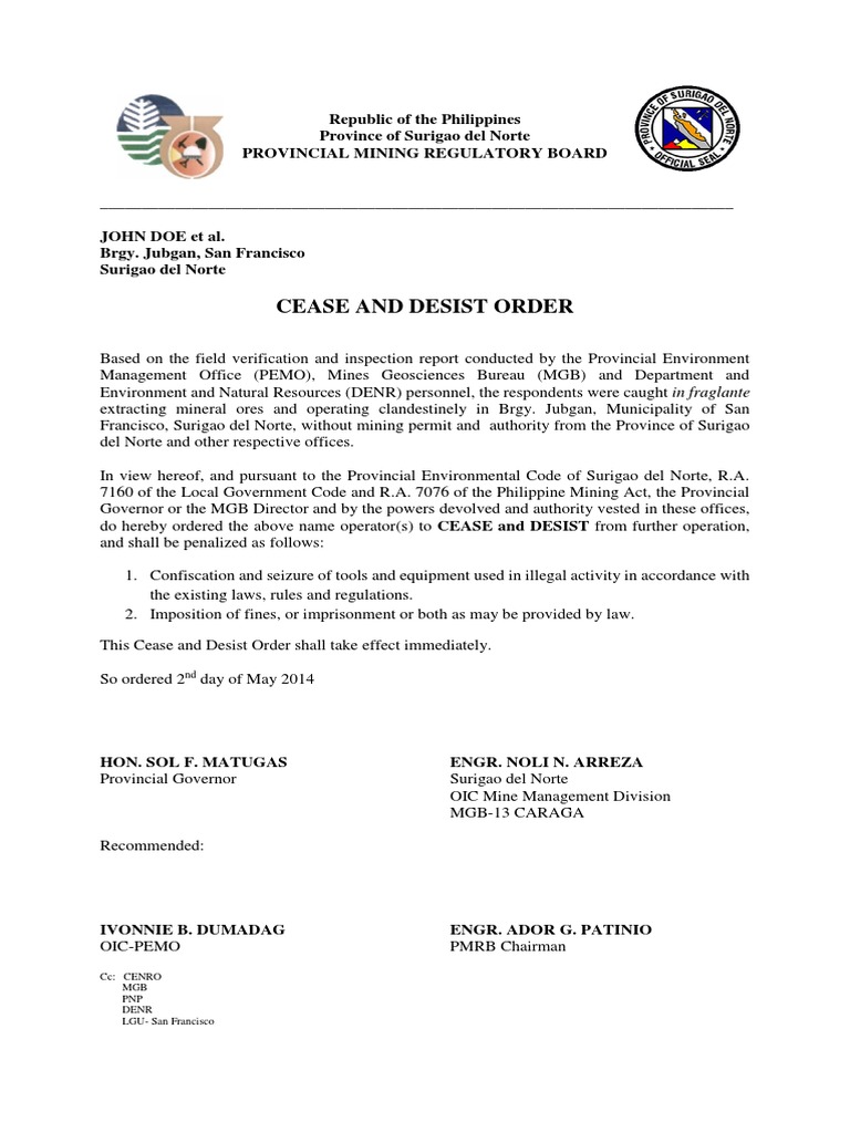 Cease and Desisit Order | PDF