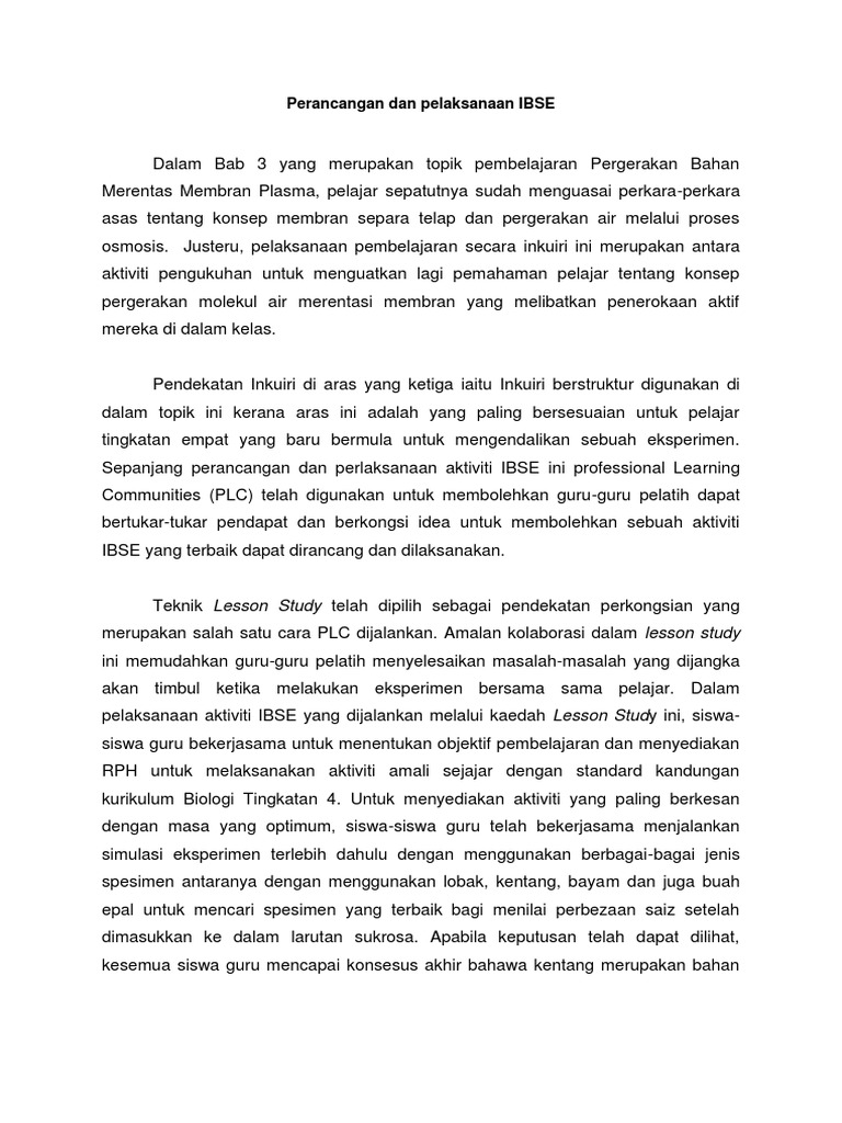 Perancangan Dan Pelaksanaan IBSE | PDF | Karier & Perkembangan | Sains & Matematika