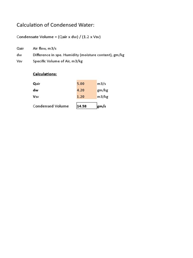 Calculation of Condensate Volume | PDF