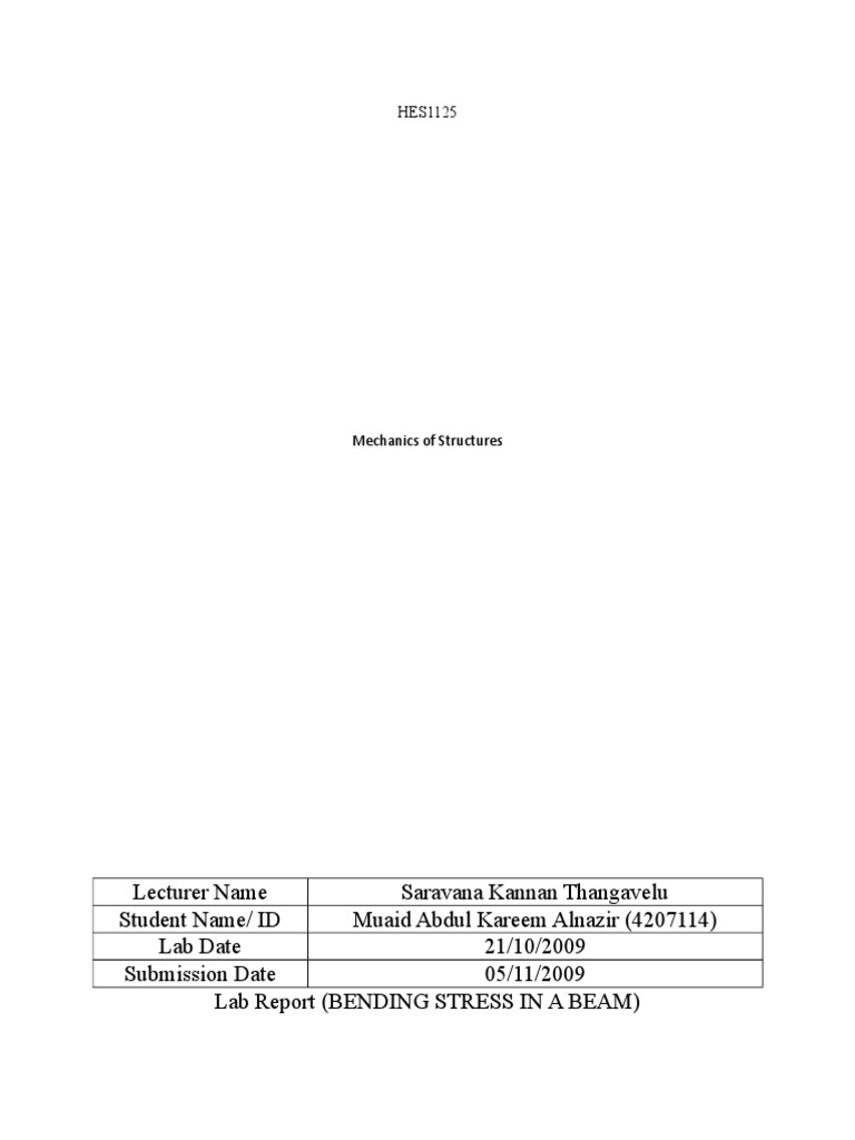 Bending Stress in A Beam | PDF | Bending | Physical Sciences