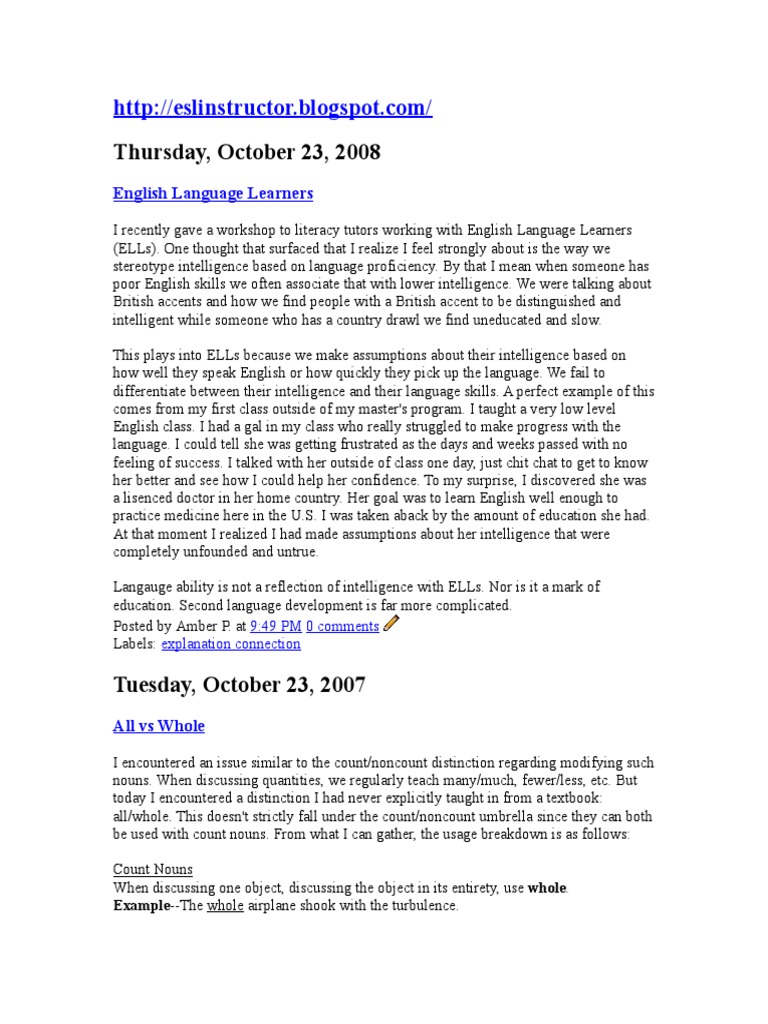 English Language Learners | PDF | English As A Second Or Foreign ...
