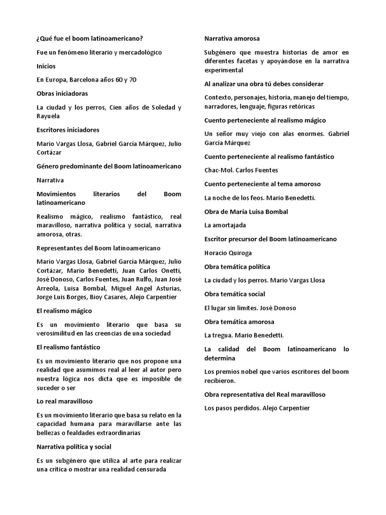 El Boom Latinoamericano: Claves y Autores | PDF | Trabajos | Literatura ...