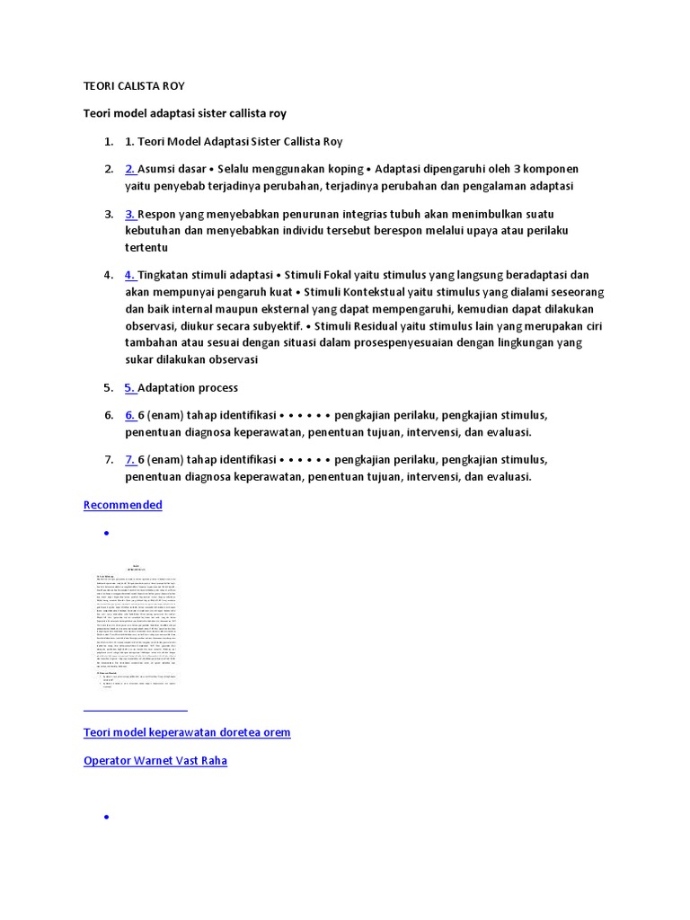 Teori Calista Roy | PDF