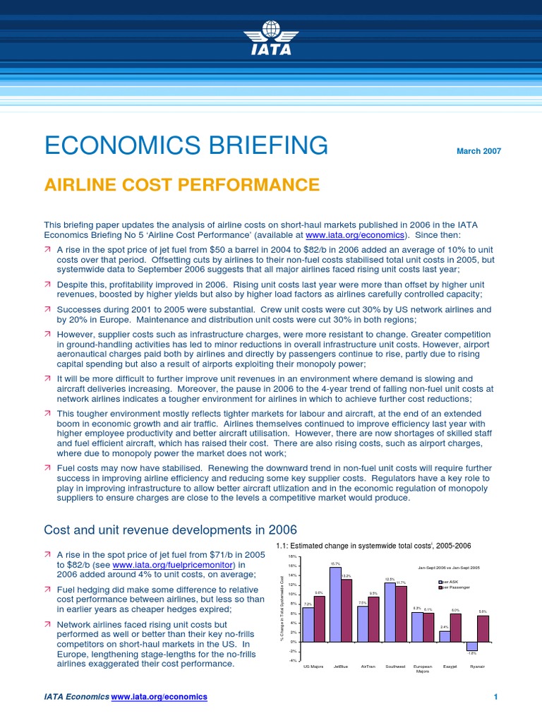 IATA Economic Briefing Airline Cost Performance Update | Southwest ...