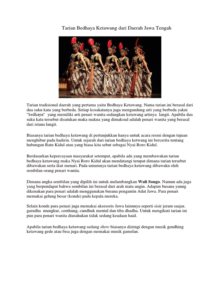 Tarian Bedhaya Ketawang Dari Daerah Jawa Tengah | PDF