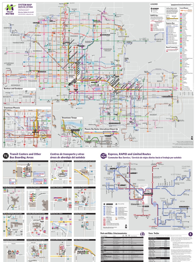 valley metro system map october 2017 | Passenger Rail Transport | Land ...