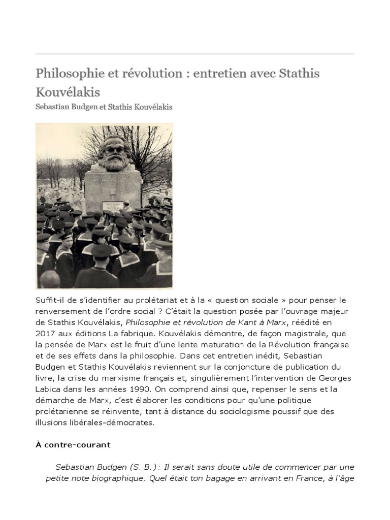 Philosophie Et Révolution Stathis Kouvélakis PDF | PDF | Louis ...