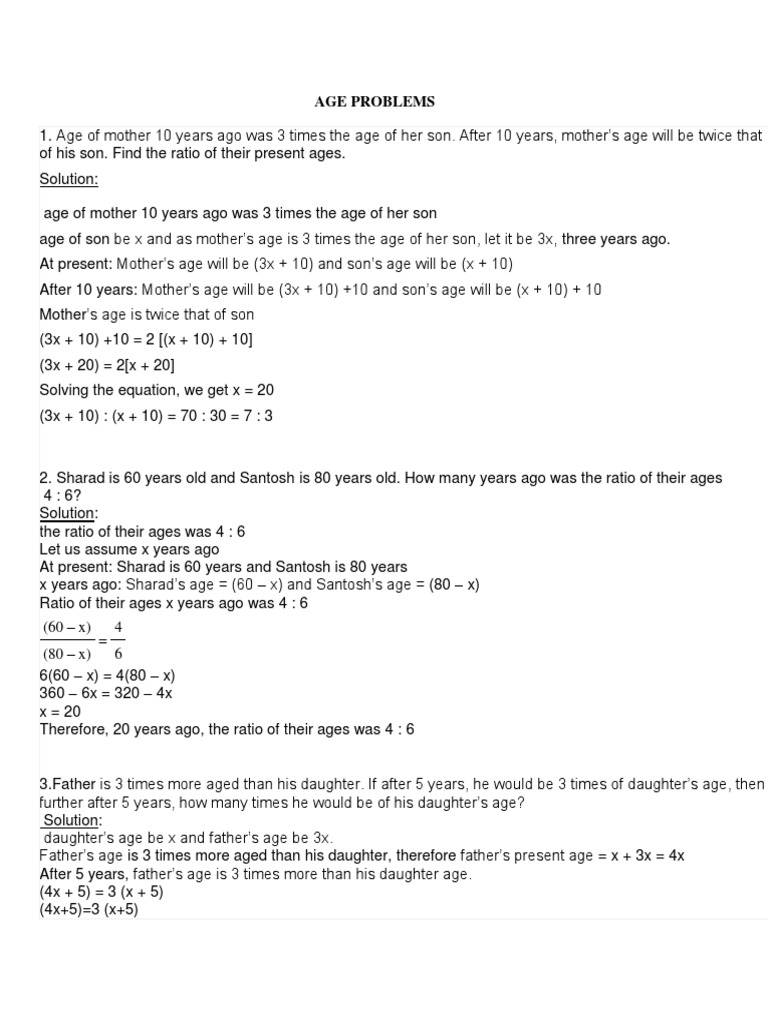 Age problems.docx | Physics & Mathematics | Mathematics