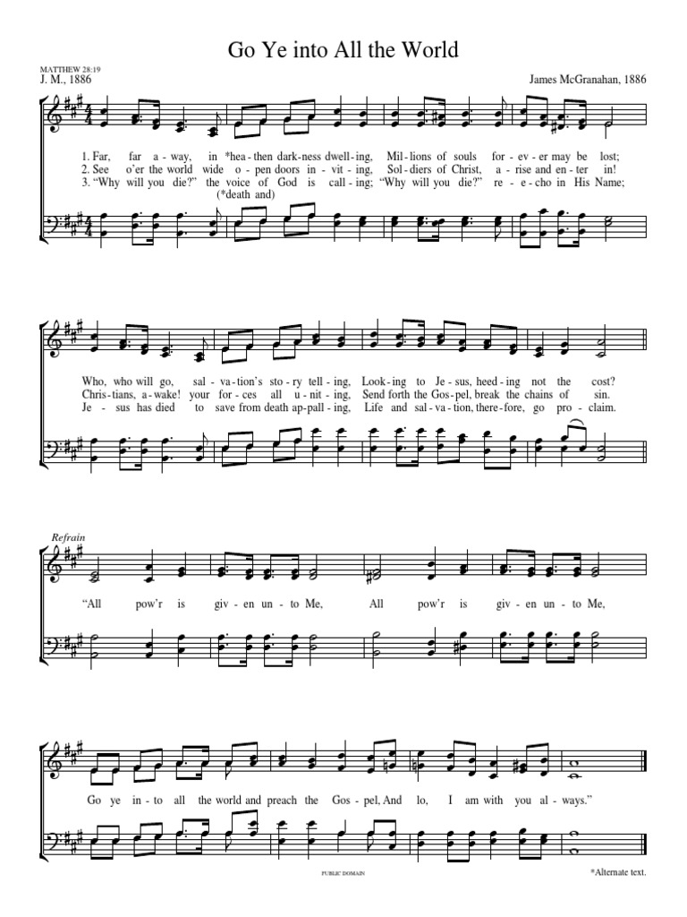 Go Ye into All the World Hymn | PDF
