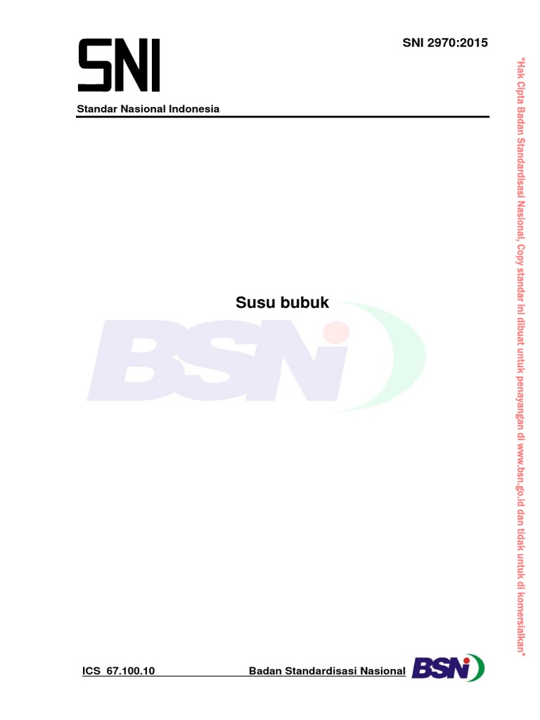 Sni 2970 2015 Susu Bubuk PDF | PDF | Pengelolaan Keuangan & Uang