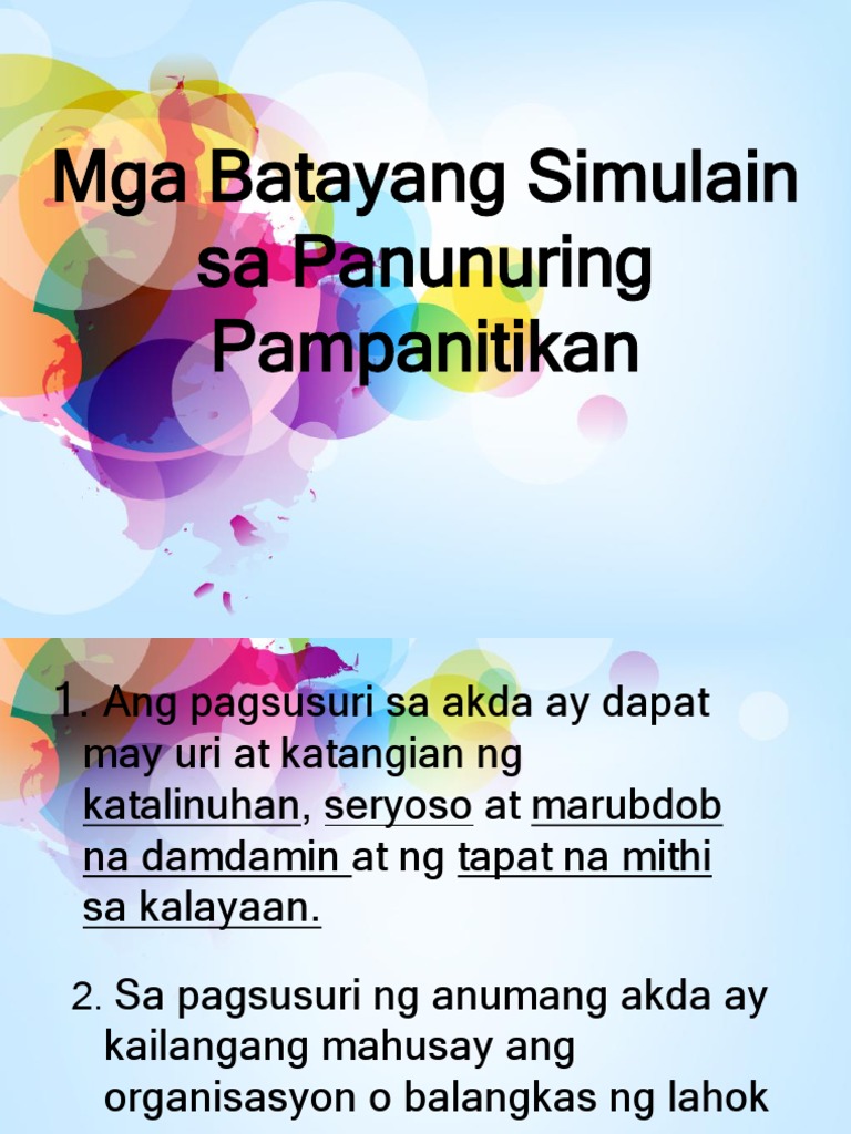 Simulain Sa Panunuring Pampanitikan | PDF