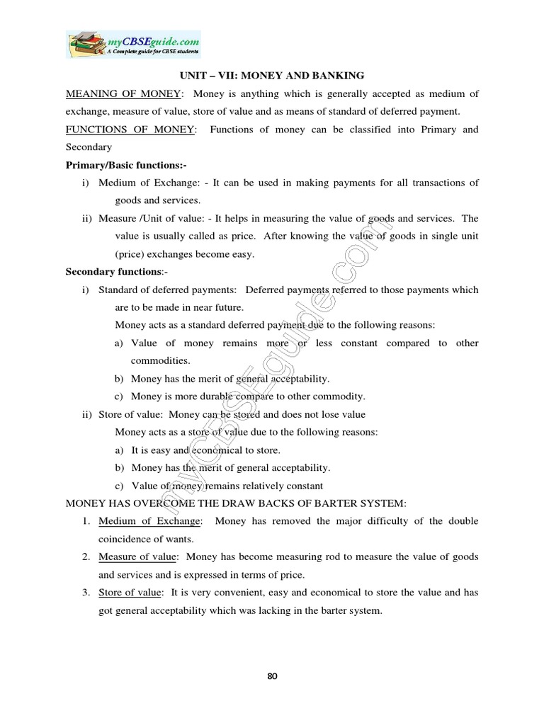 12 Economics Notes Macro Ch02 Money and Banking | Download Free PDF ...