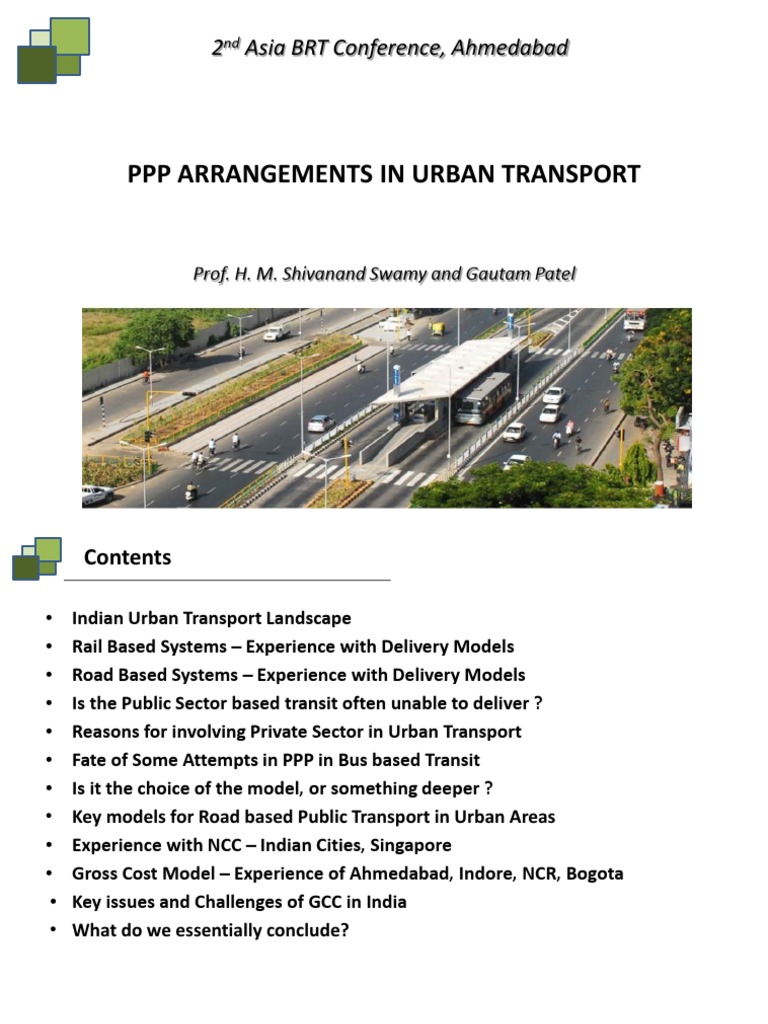 PPP Arrangements in Urban Transport - HMS and Gautam Patel | PDF | Bus ...