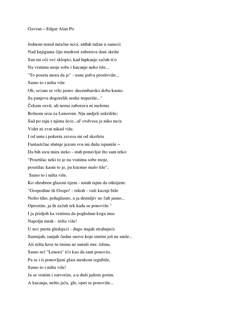 Gavran - Edgar Alan Po | PDF