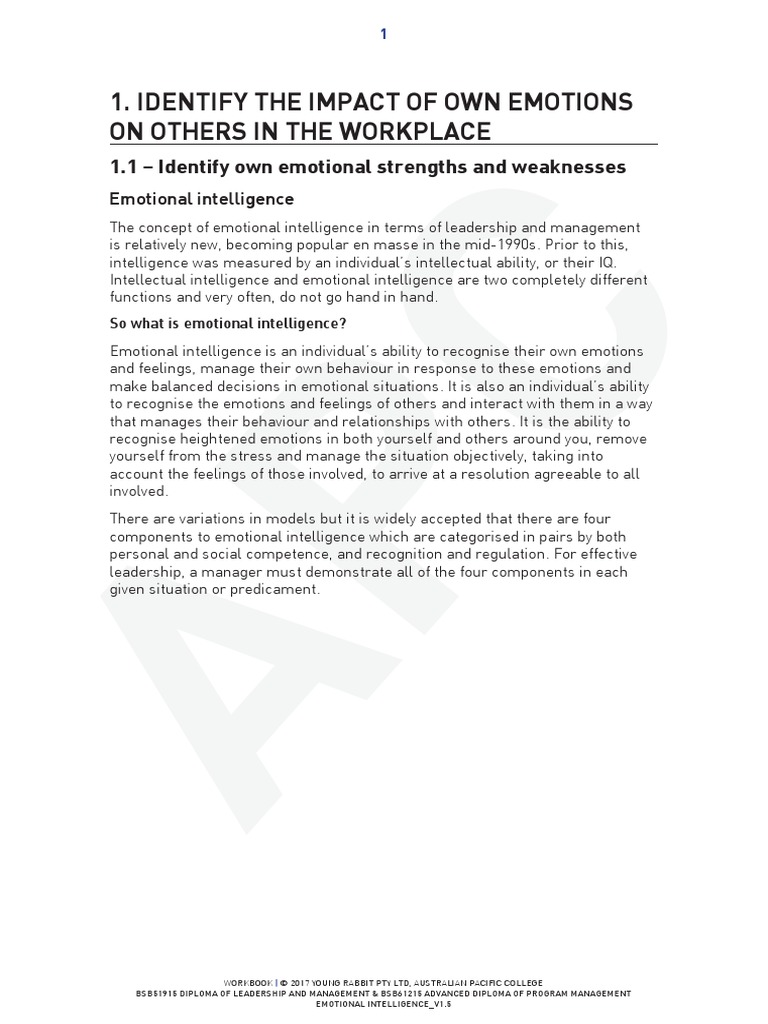 Emotional Intelligence - Session 1 PDF | PDF | Emotional Intelligence ...