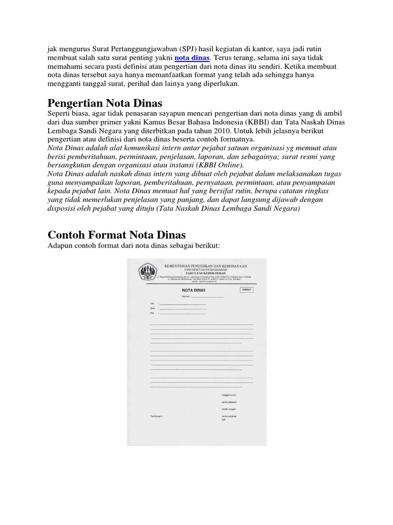 Contoh Nota Dinas | PDF