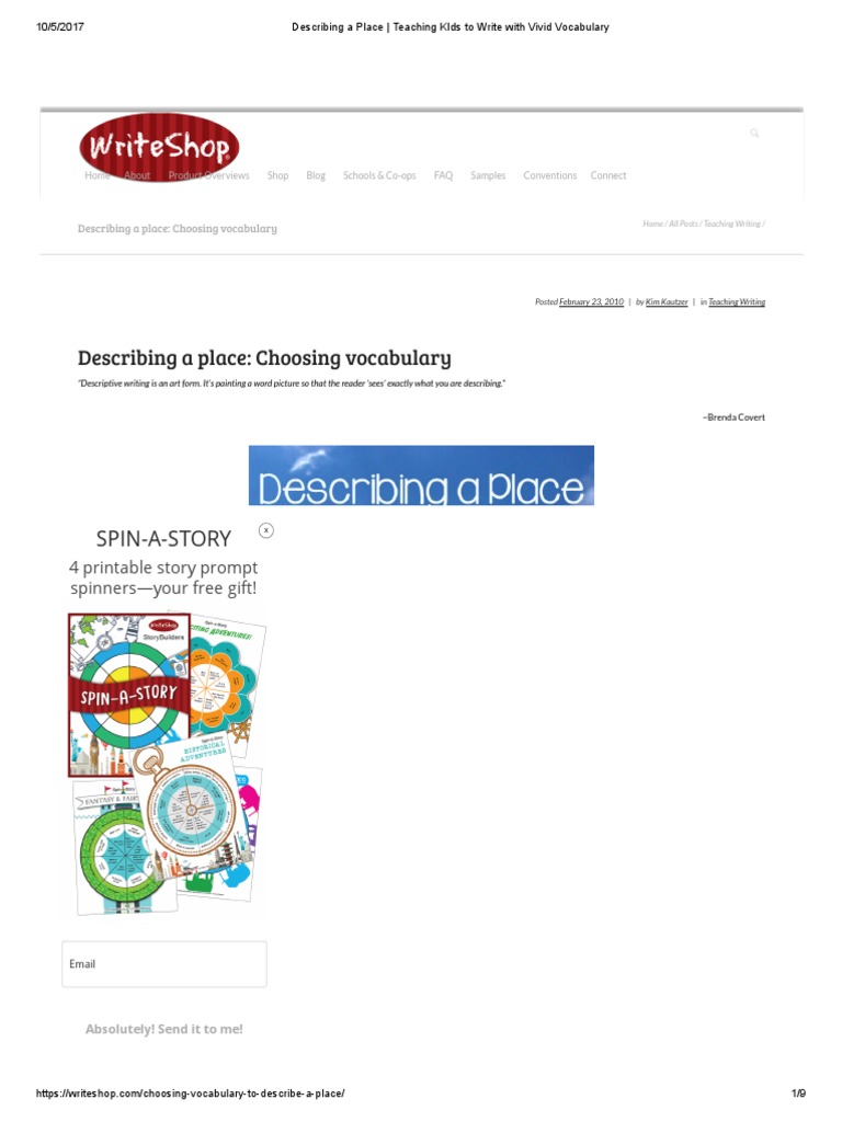 Describing A Place - Teaching KIds To Write With Vivid Vocabulary | PDF ...