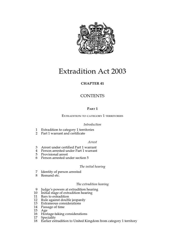 Extradition Act, UK, 2003 | PDF | Bail | Extradition