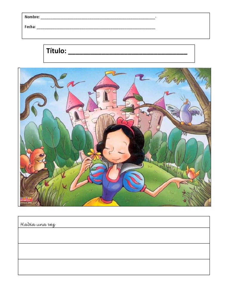 Planilla Escritura de Cuento Ejemplo. | PDF