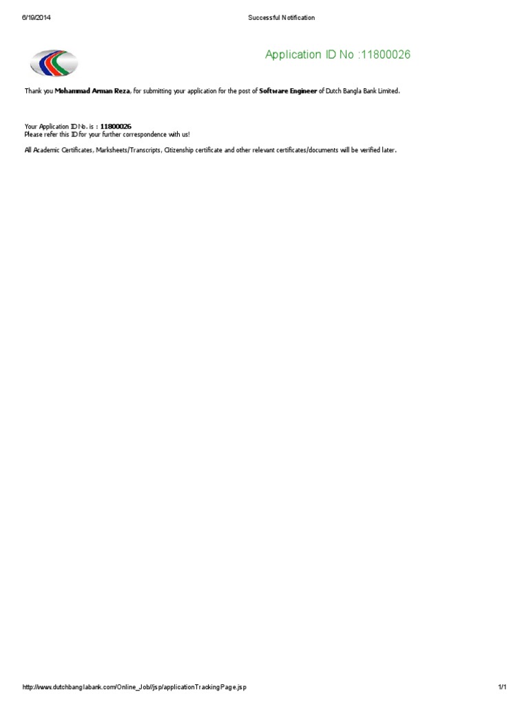 Successful Notification