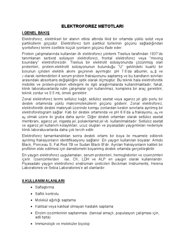 Elektroforez Metodları | PDF
