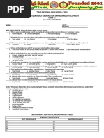 Personal Development (Practice Test) | PDF | Adolescence | Psychology