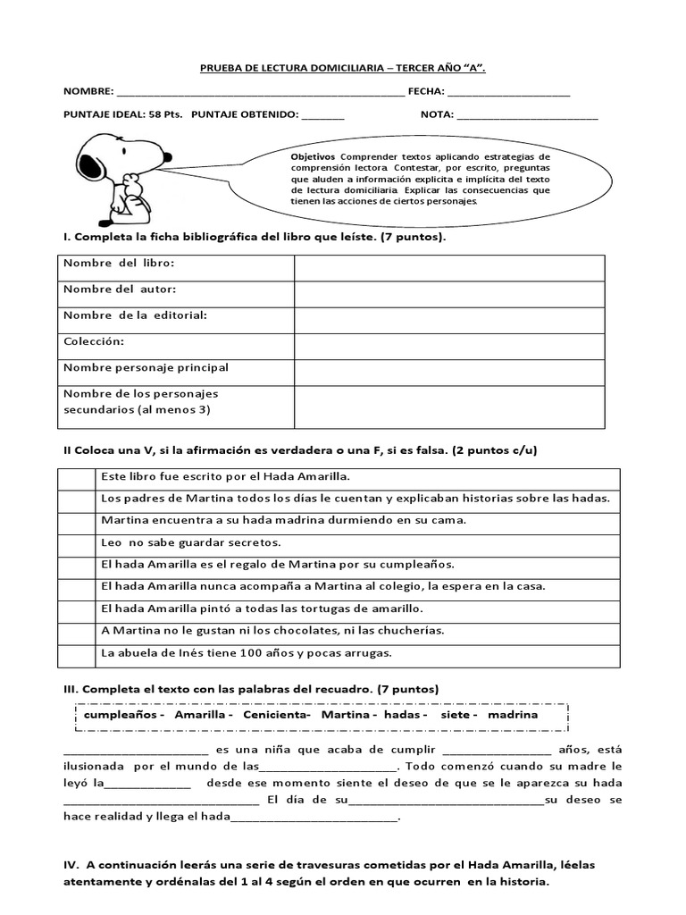 Hada Amarilla: Prueba de Lectura Infantil | PDF | Hadas | Lectura (proceso)