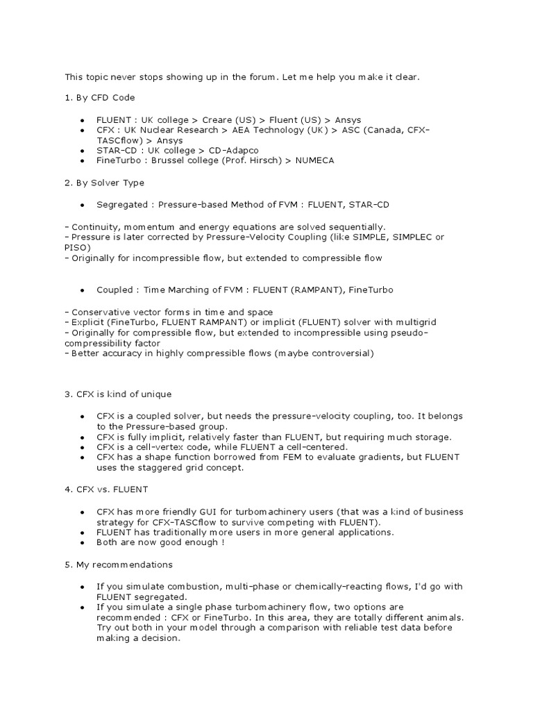 CFX V.S Fluent | PDF | Computers