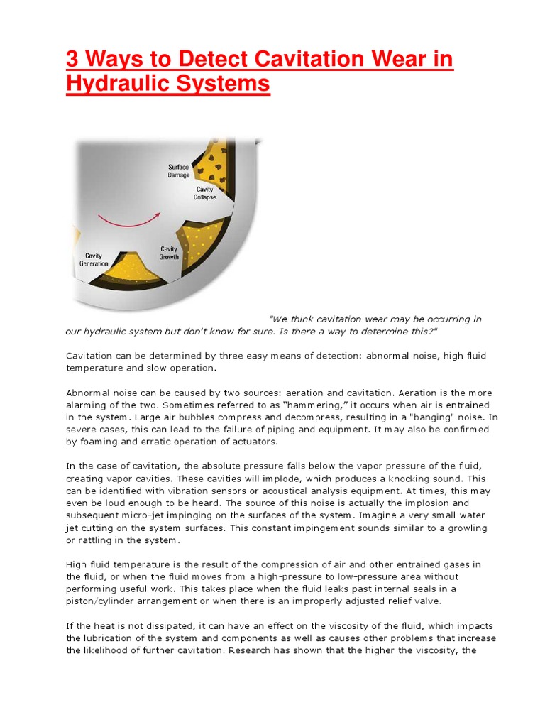 3 Ways To Detect Cavitation Wear in Hydraulic Systems | PDF | Pump | Valve
