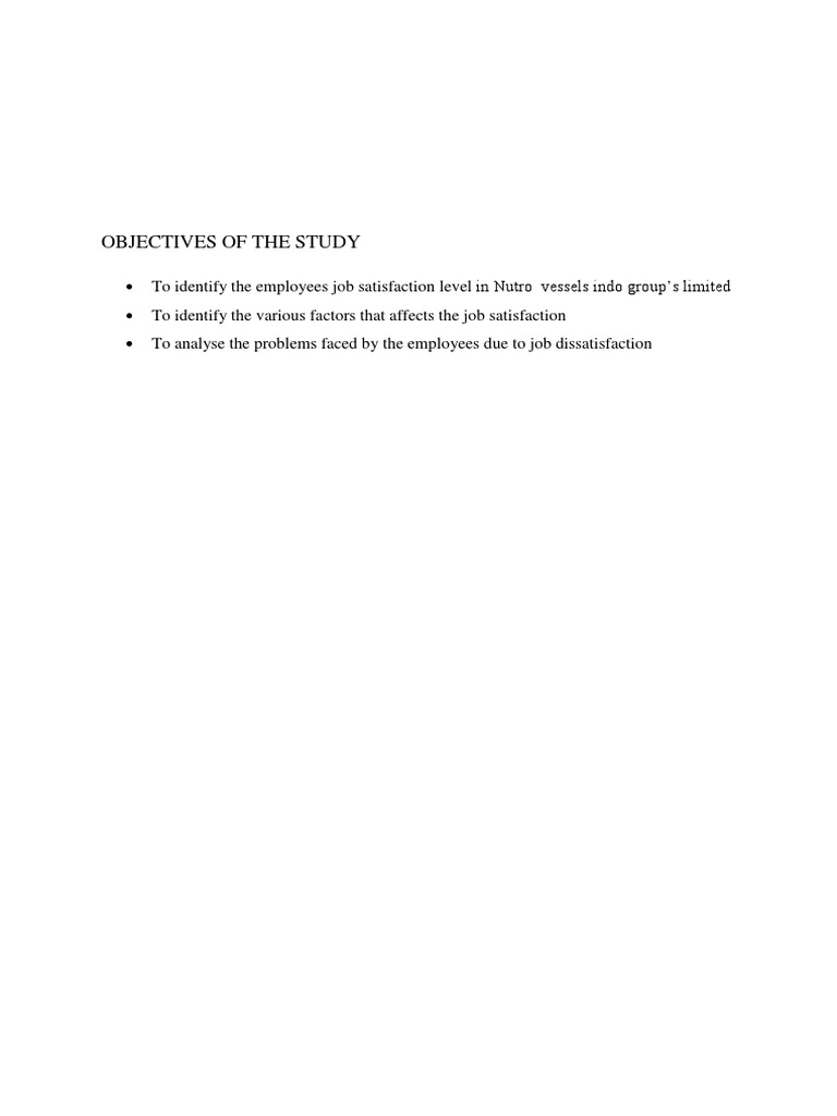 Objectives of The Study | PDF